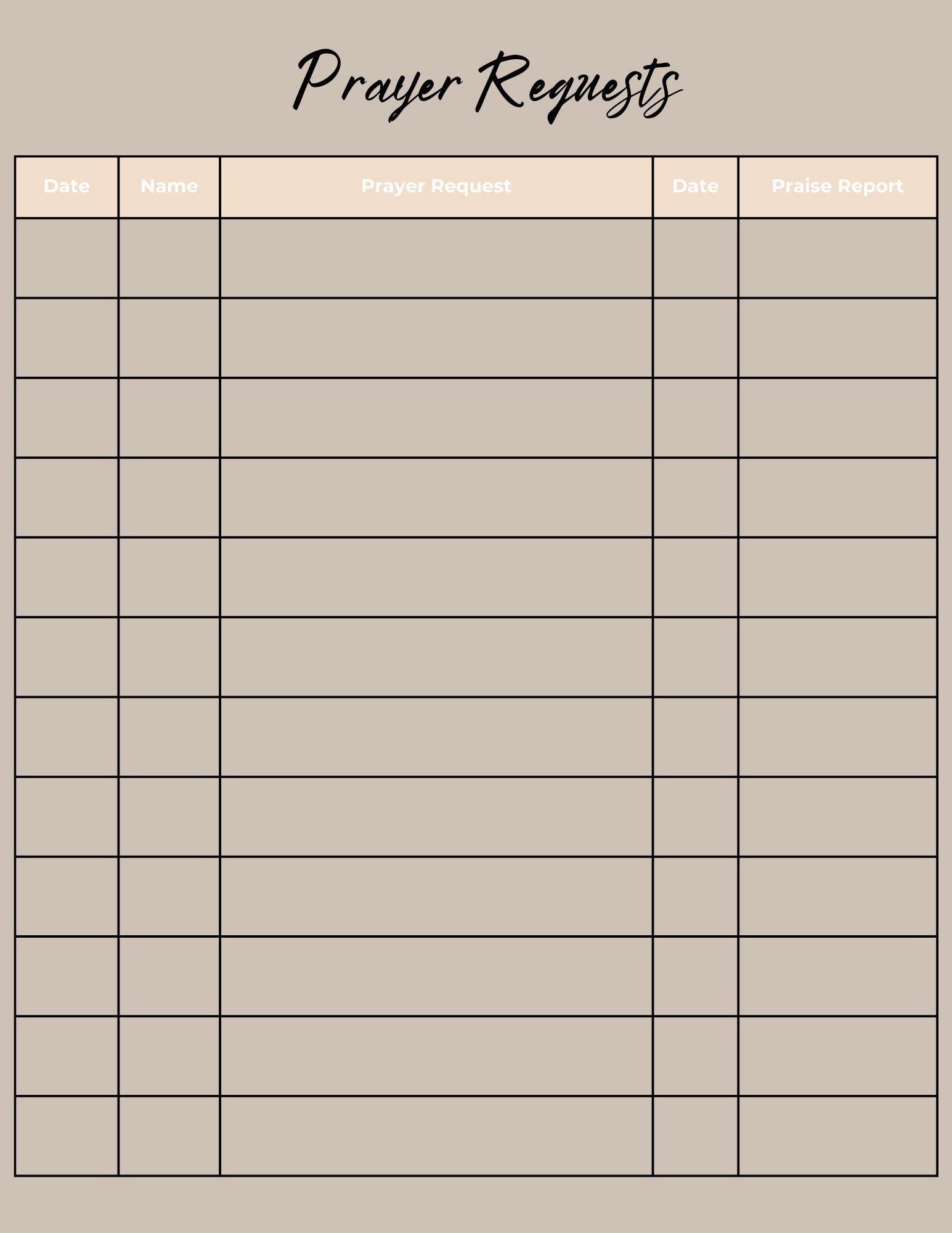 Digital & Printable Prayer Request Tracker - Etsy