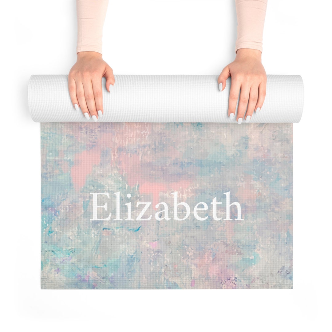 Pastel Pink and Blue Abstract Foam Yoga Mat, Personalized Yoga Mats for ...