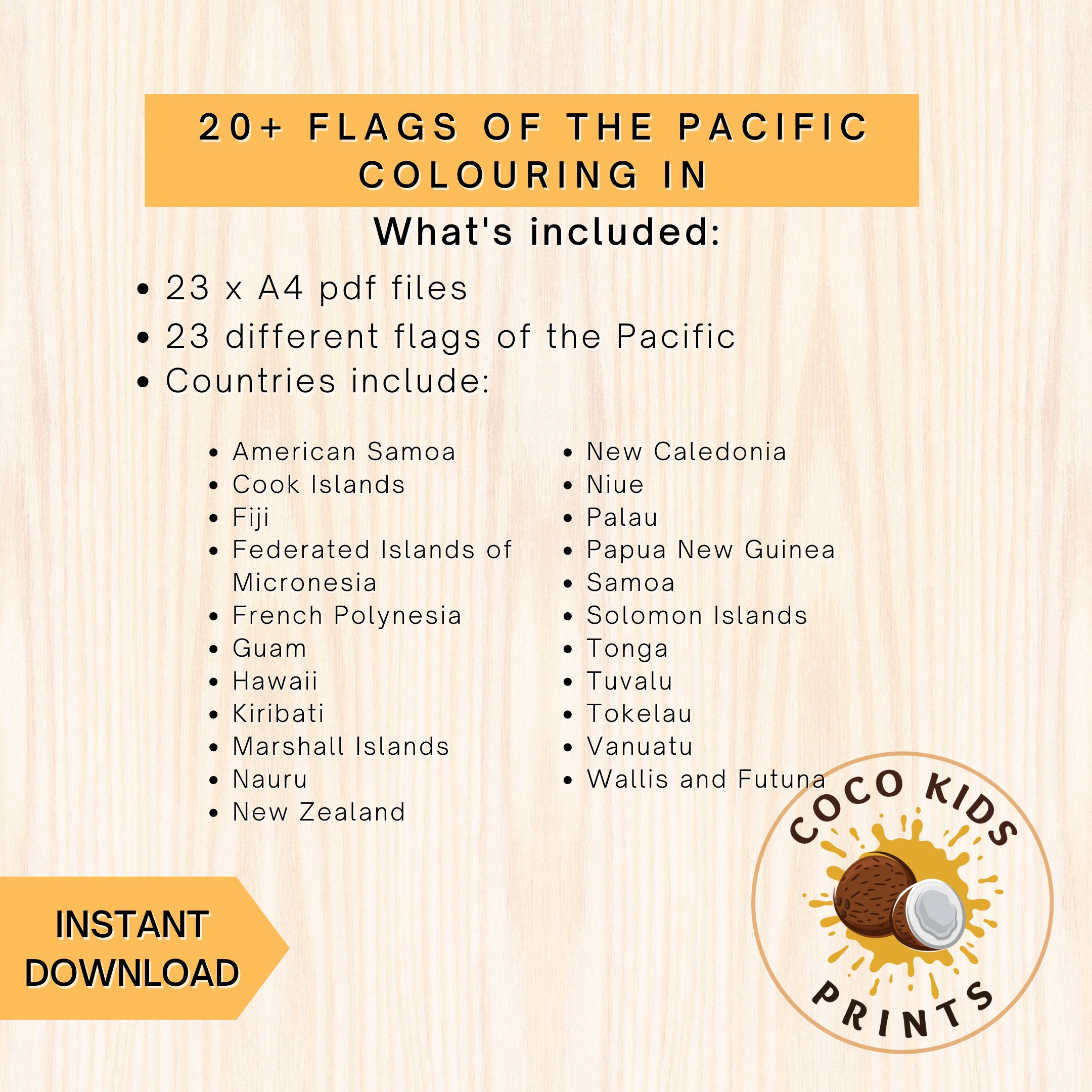 Pacific Flags Colouring Pages Printable for Kids PDF File Instant ...