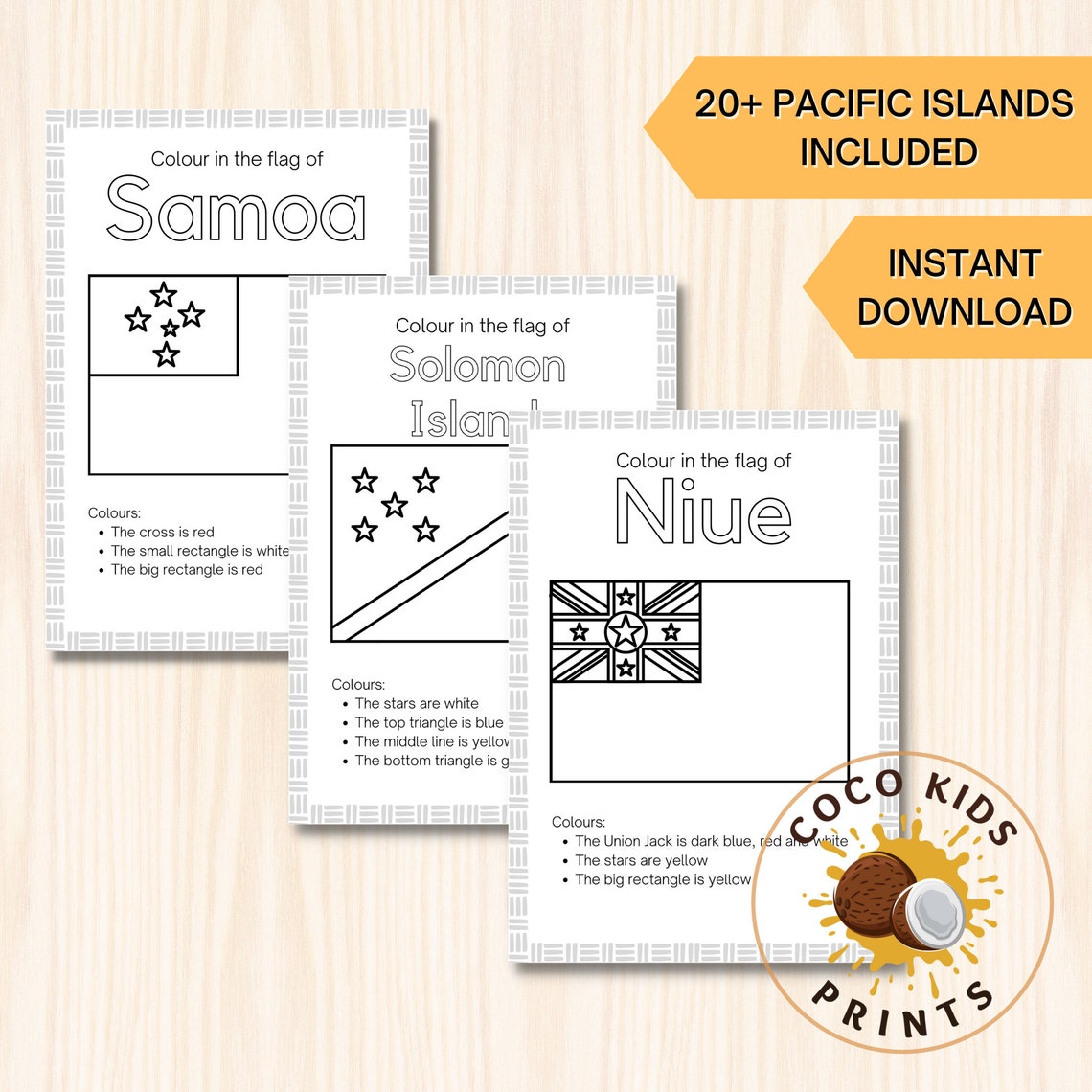 Pacific Flags Colouring Pages Printable for Kids PDF File Instant ...