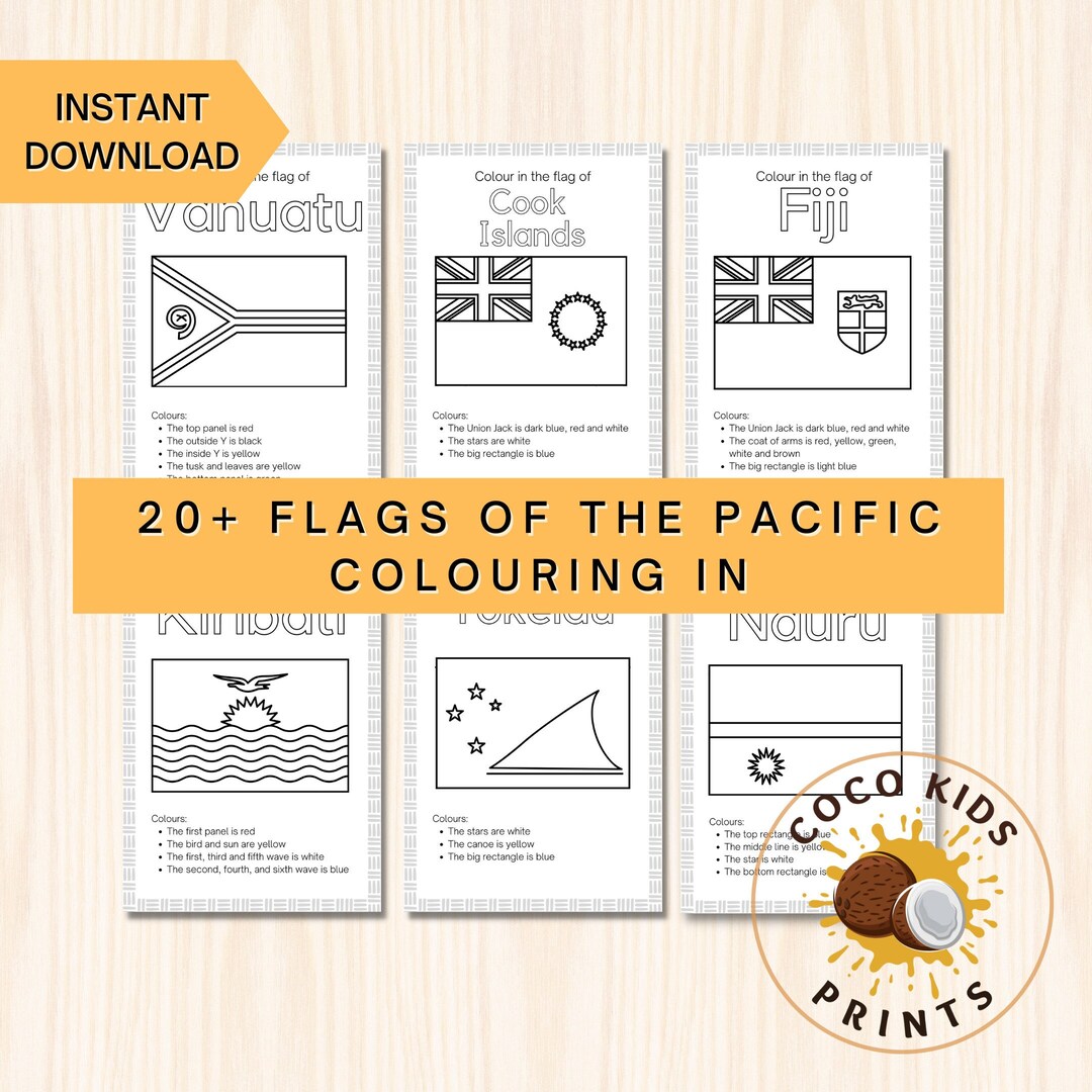 Pacific Flags Colouring Pages Printable for Kids PDF File Instant ...