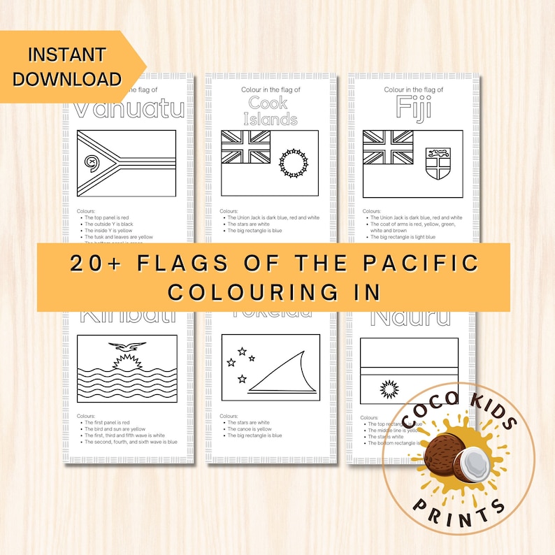 Pacific Flags Colouring Pages Printable for Kids PDF File Instant ...