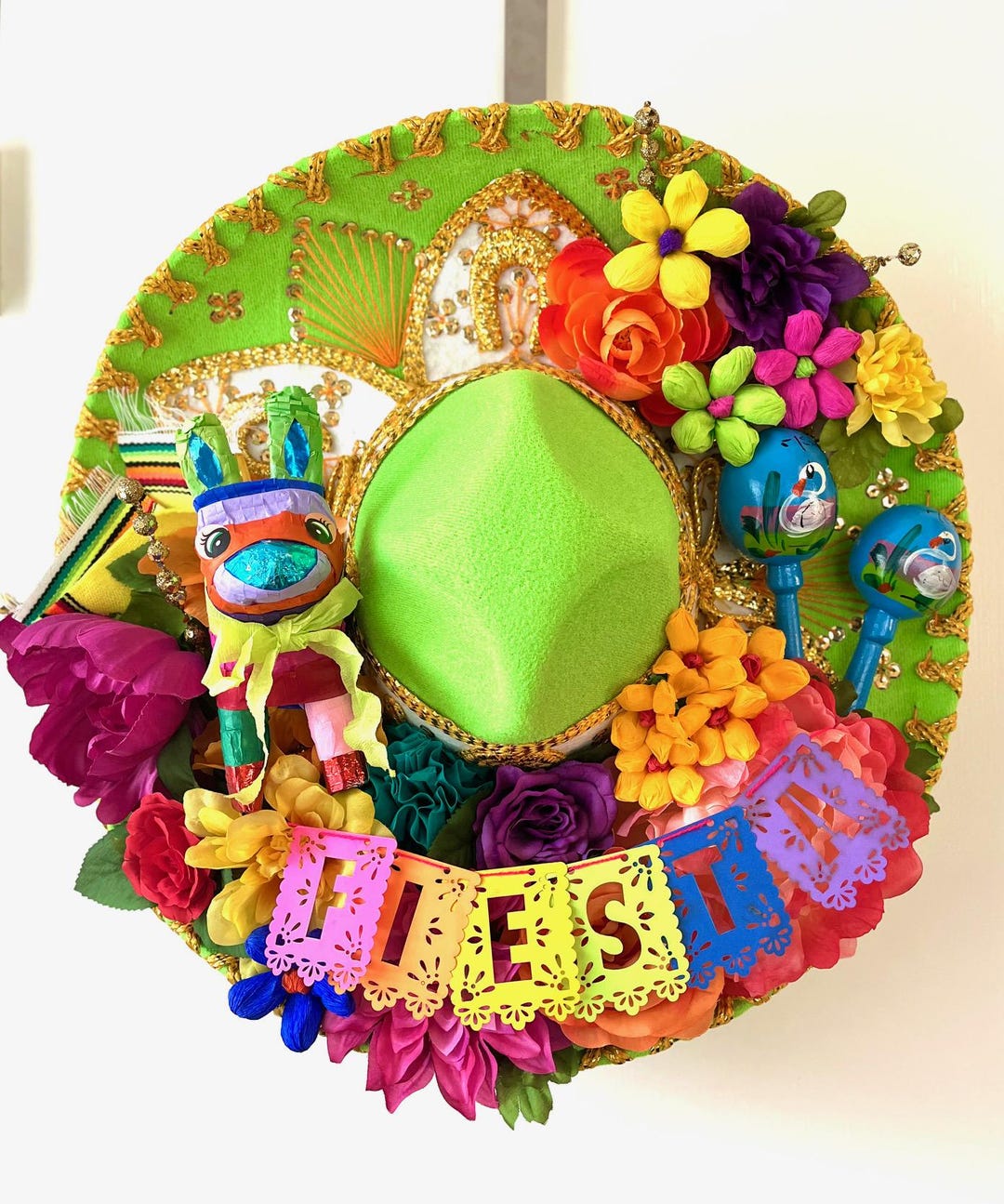 Custom LIME Pinata Fiesta Sombrero Wreath - Etsy