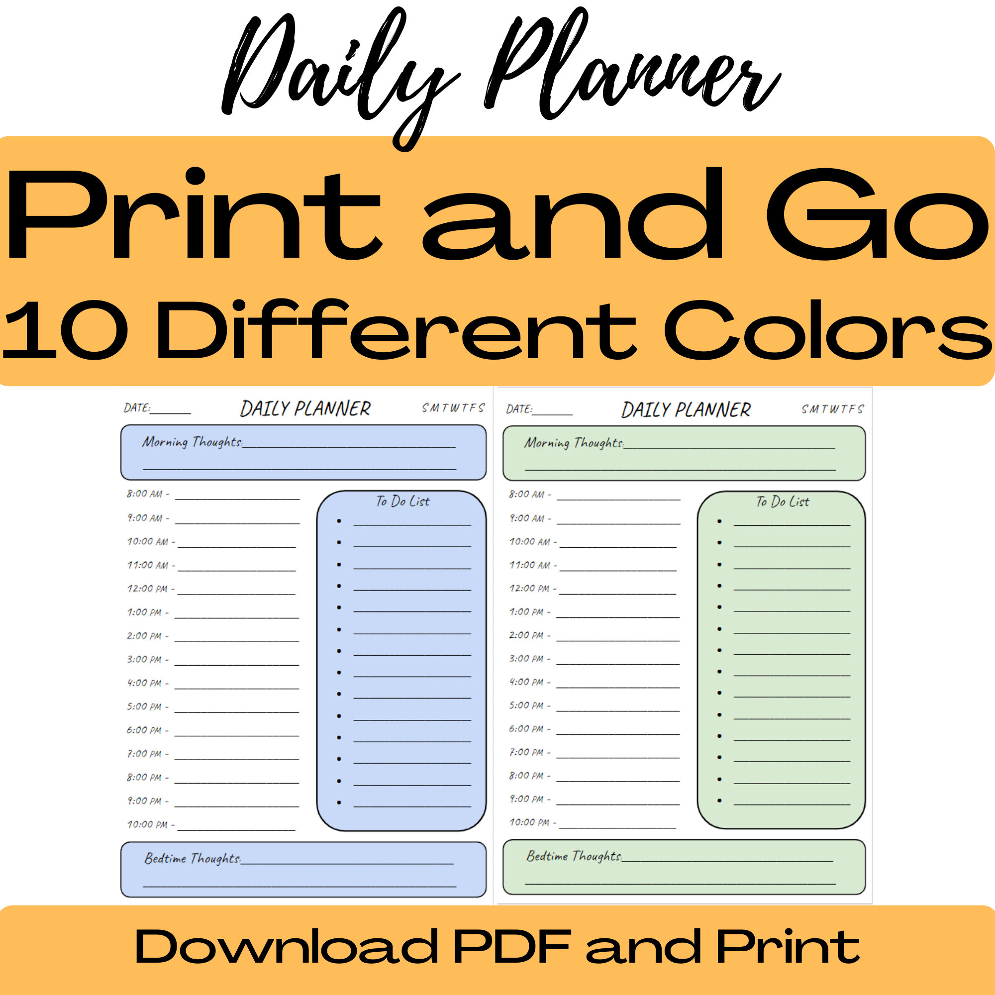 Daily Planner Printable 2022 - Etsy