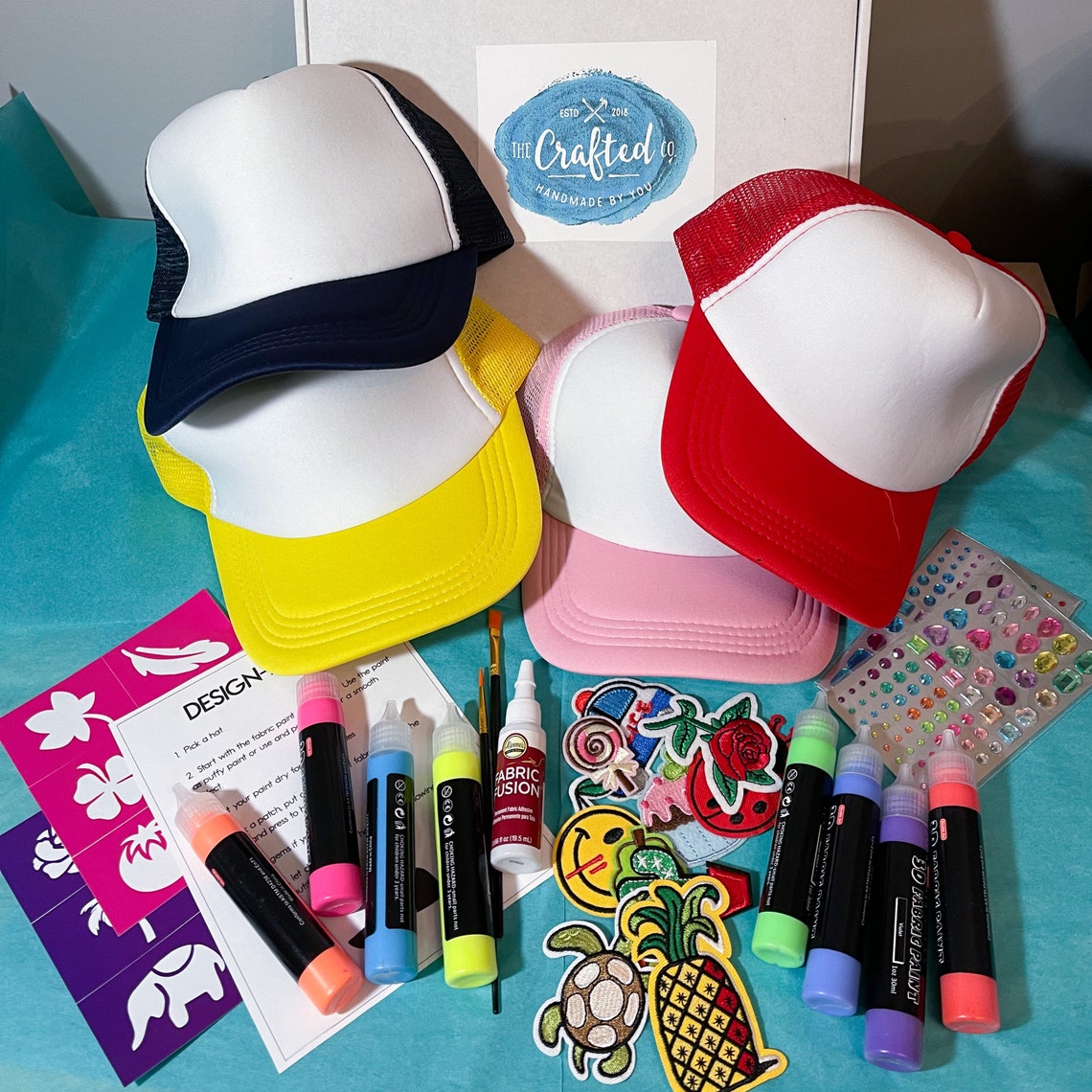 Design-a-hat Kit – DIY Party Activity Box for Kids and Teens (4 Hats ...