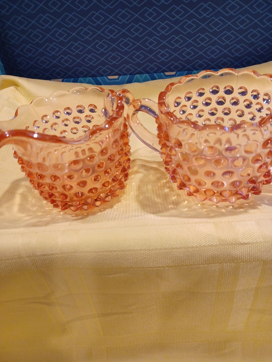 Vintage Hobnail Pink Creamer and Sugar Set - Etsy