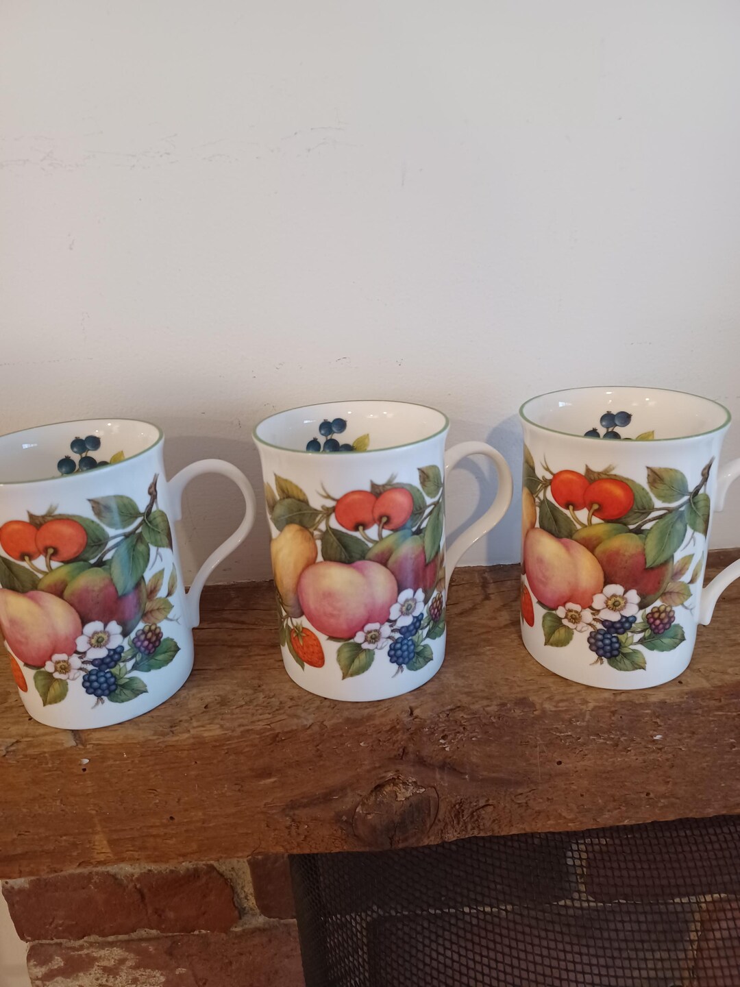 Vintage 3 Harvest Design by Staffordshire England Mugs Fruit Pattern ...