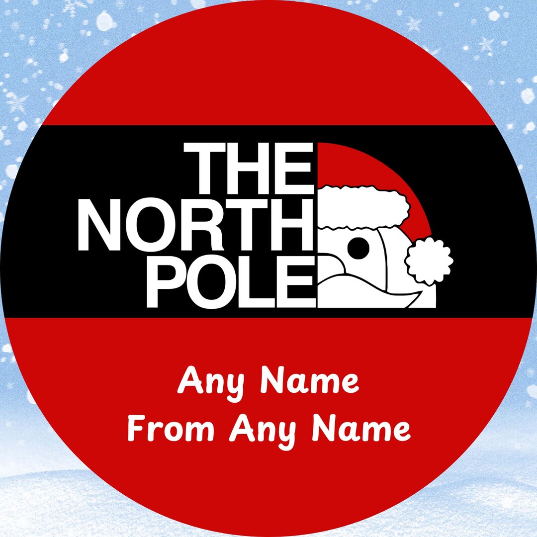 The North Pole Personalised Labels for Christmas Chocolate Tubs label ...