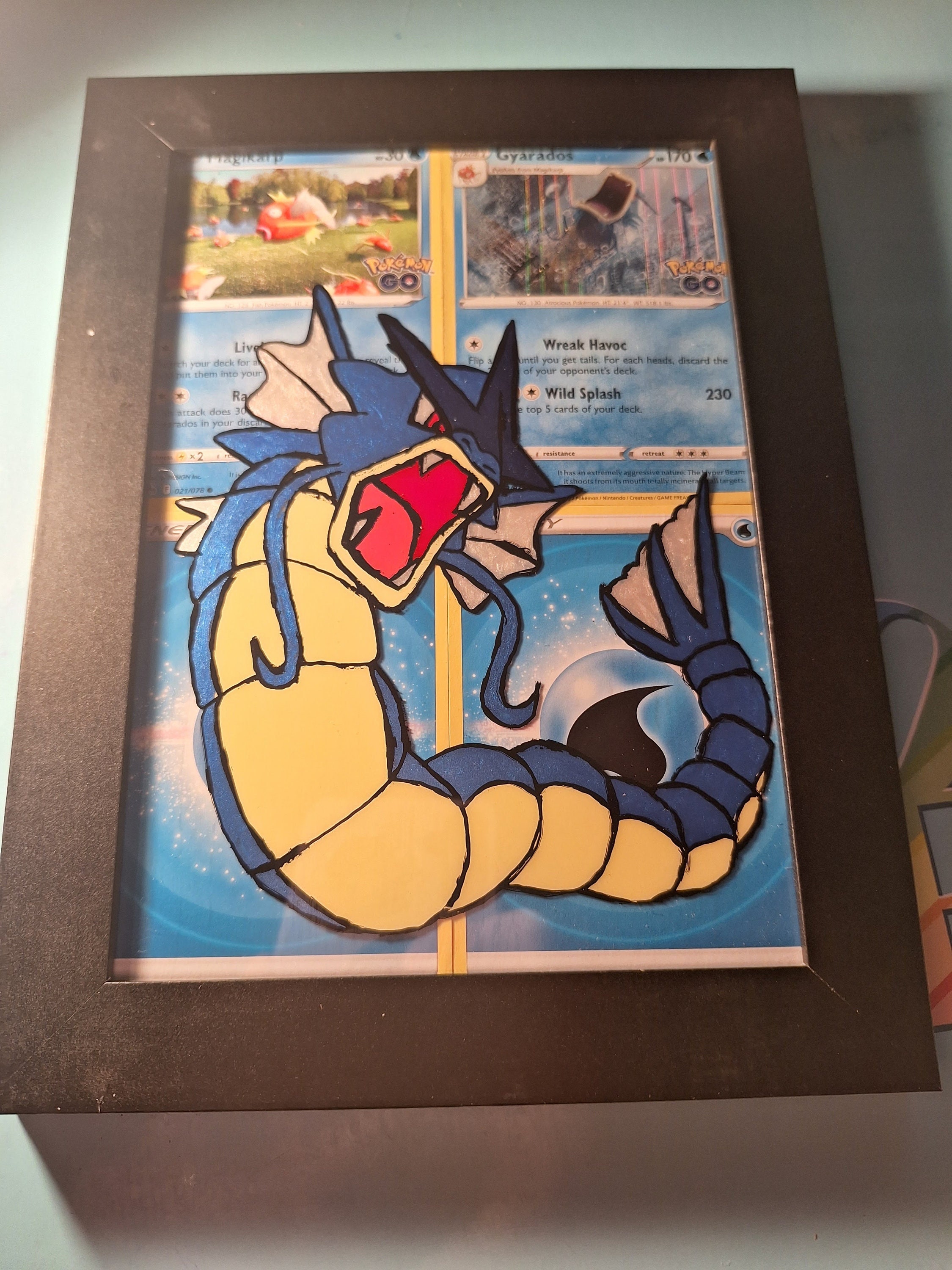 Hand-painted Pokemon Art in Frame W/ Trading Cards - Etsy