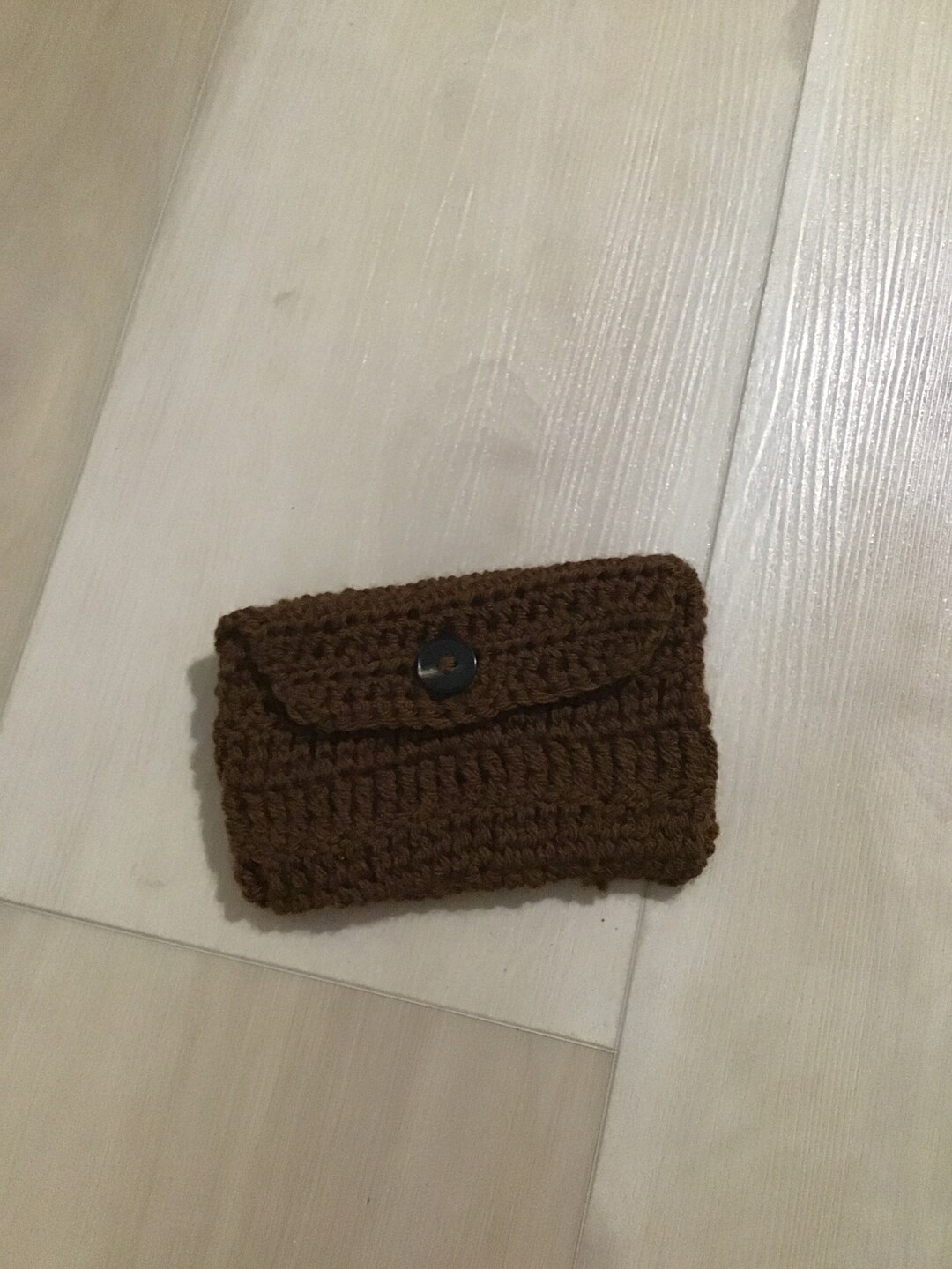 Handmade Crochet Brown Pencil Case With Button - Etsy
