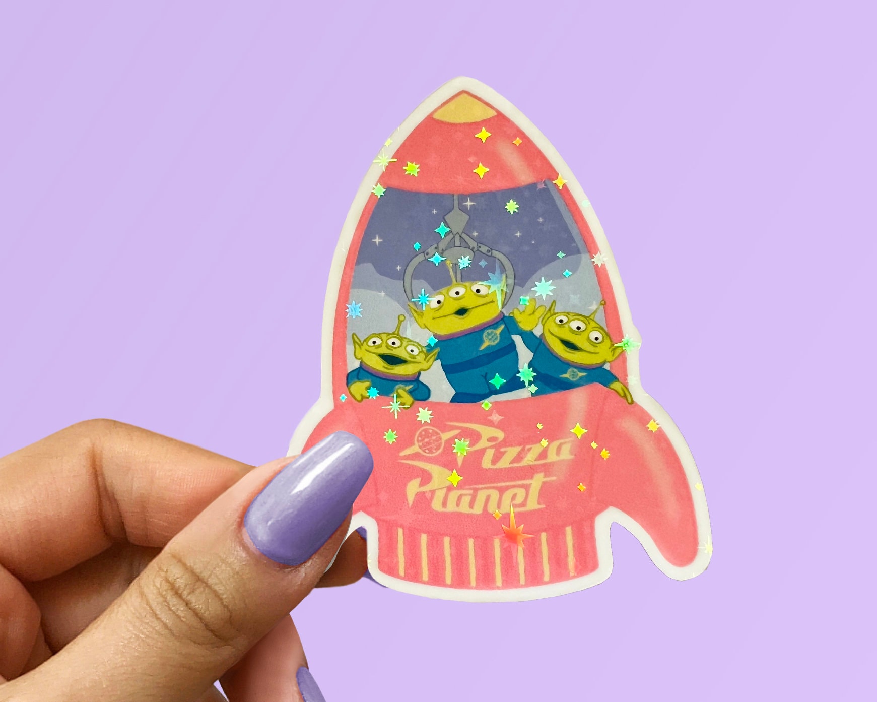Aliens Toy Story Pizza Planet Holographic Stars Vinyl Sticker the Claw ...