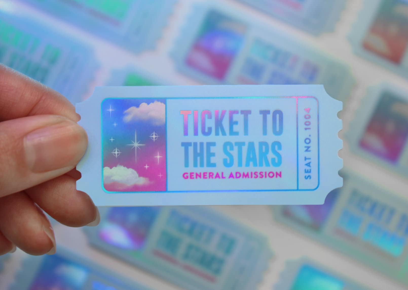 Holographic Ticket to the Stars Vinyl Sticker | Cute Kawaii Gift ...