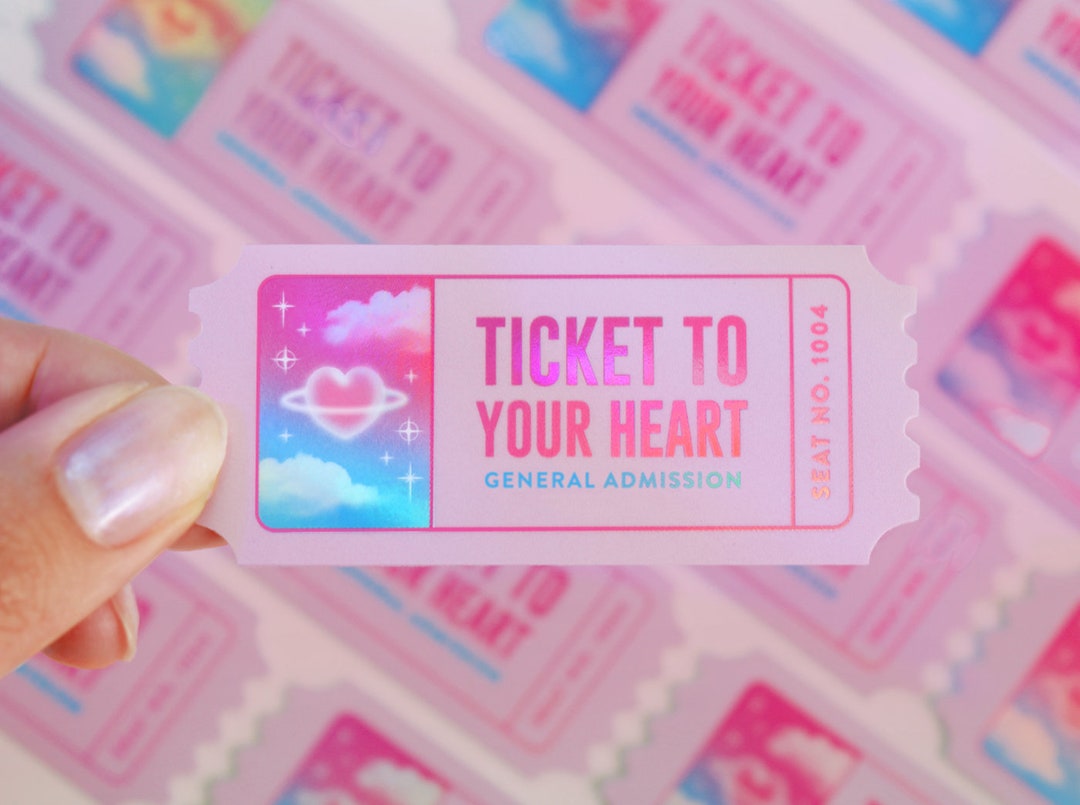 Holographic Ticket to Your Heart Vinyl Sticker | Cute Kawaii Stationery ...