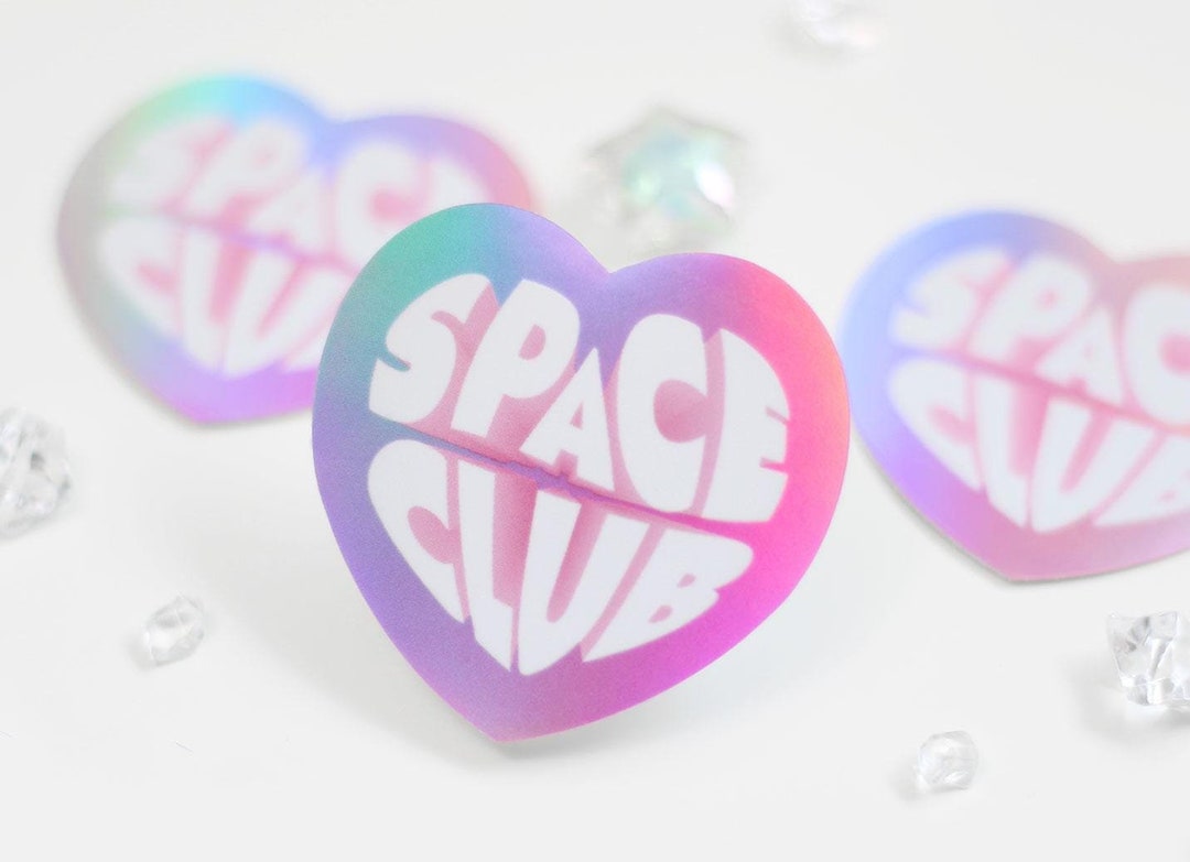 Holographic Space Club Heart Cybercore Y2K Dimensional 3D Sticker ...