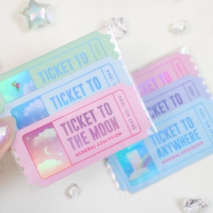 Holographic Ticket to the Moon Vinyl Sticker | Cute Kawaii Stationery ...
