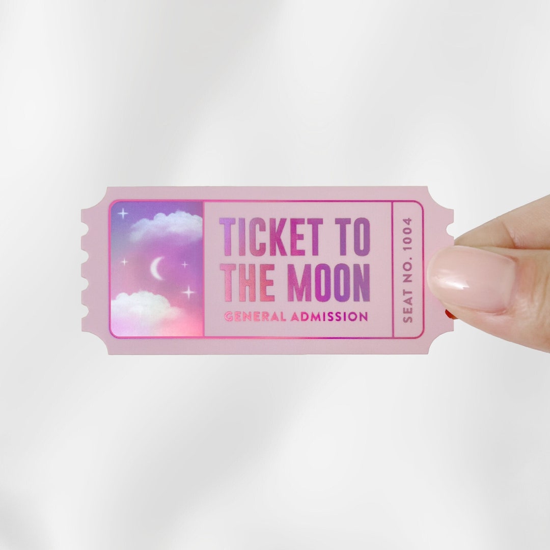 Holographic Ticket to the Moon Vinyl Sticker | Cute Kawaii Stationery ...
