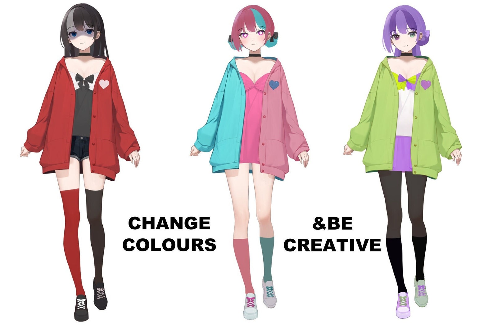 Customizable Vtuber 4 Different Hair Styles 3 Different - Etsy