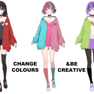 Customizable Vtuber - 4 Different Hair Styles, 3 Different Cloth Style ...