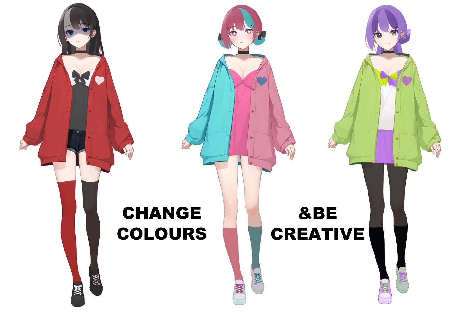 Customizable Vtuber 4 Different Hair Styles 3 Different - Etsy Canada