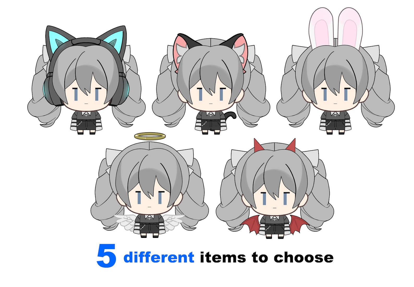 Customizable Vtuber Chibi Avatar Different Hair Styles - Etsy