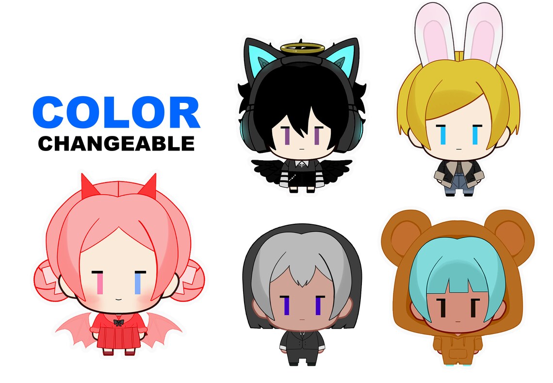 Customizable Vtuber Chibi Avatar Different Hair Styles - Etsy