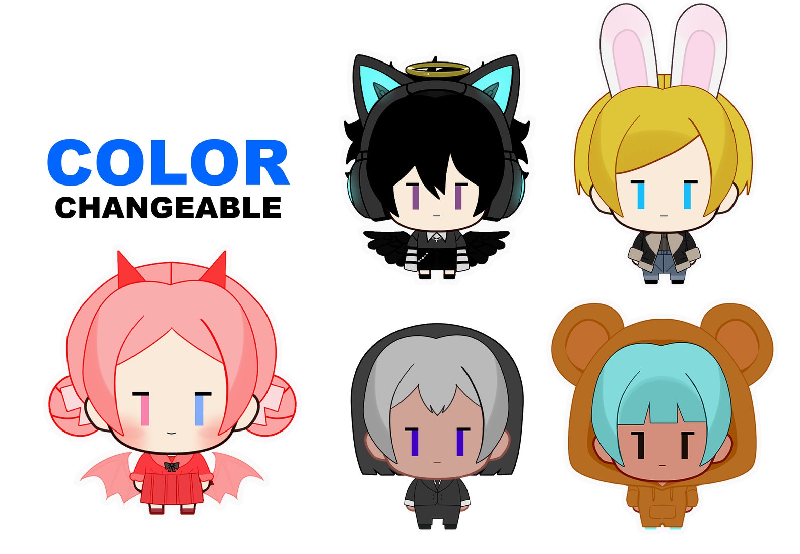 Customizable Vtuber Chibi Avatar Different Hair Styles - Etsy