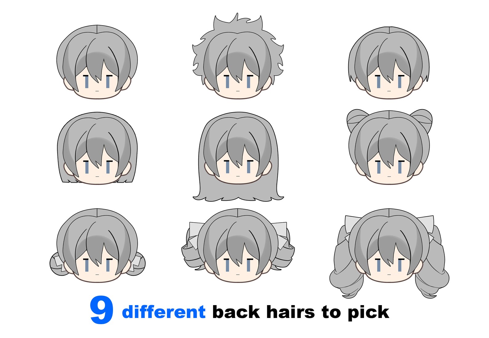 Customizable Vtuber Chibi Avatar Different Hair Styles - Etsy