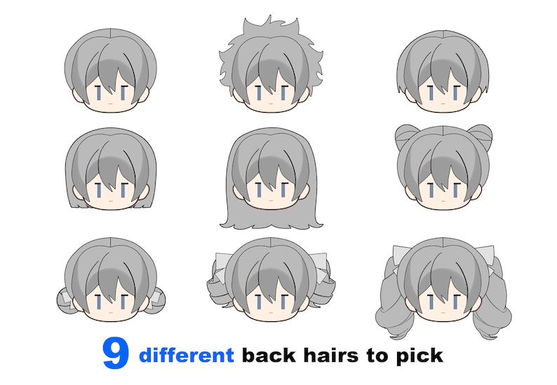 Customizable Vtuber Chibi Avatar Different Hair Styles - Etsy
