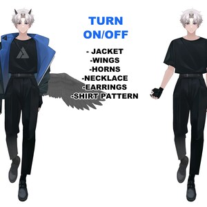 Premade Vtuber - Color Customizable, 6 Toggle Switches, 7 Cute Emotes ...