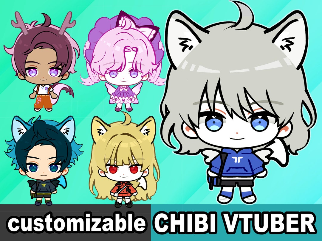 Customizable Vtuber Chibi Avatar 2 - Different Hair Styles, Clothes ...