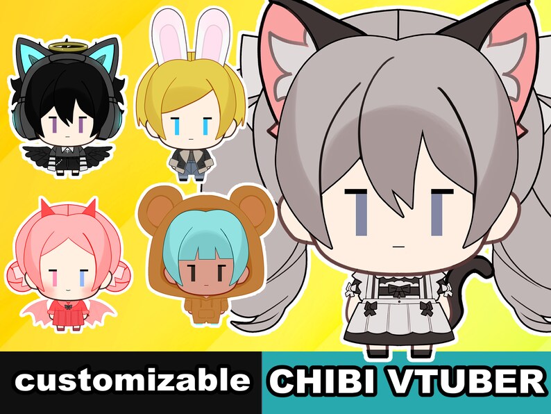 Customizable Vtuber Chibi Avatar Different Hair Styles - Etsy