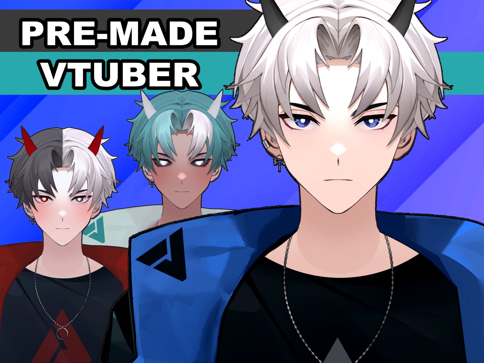 Premade Vtuber Color Customizable, 6 Toggle Switches, 7 Cute Emotes ...