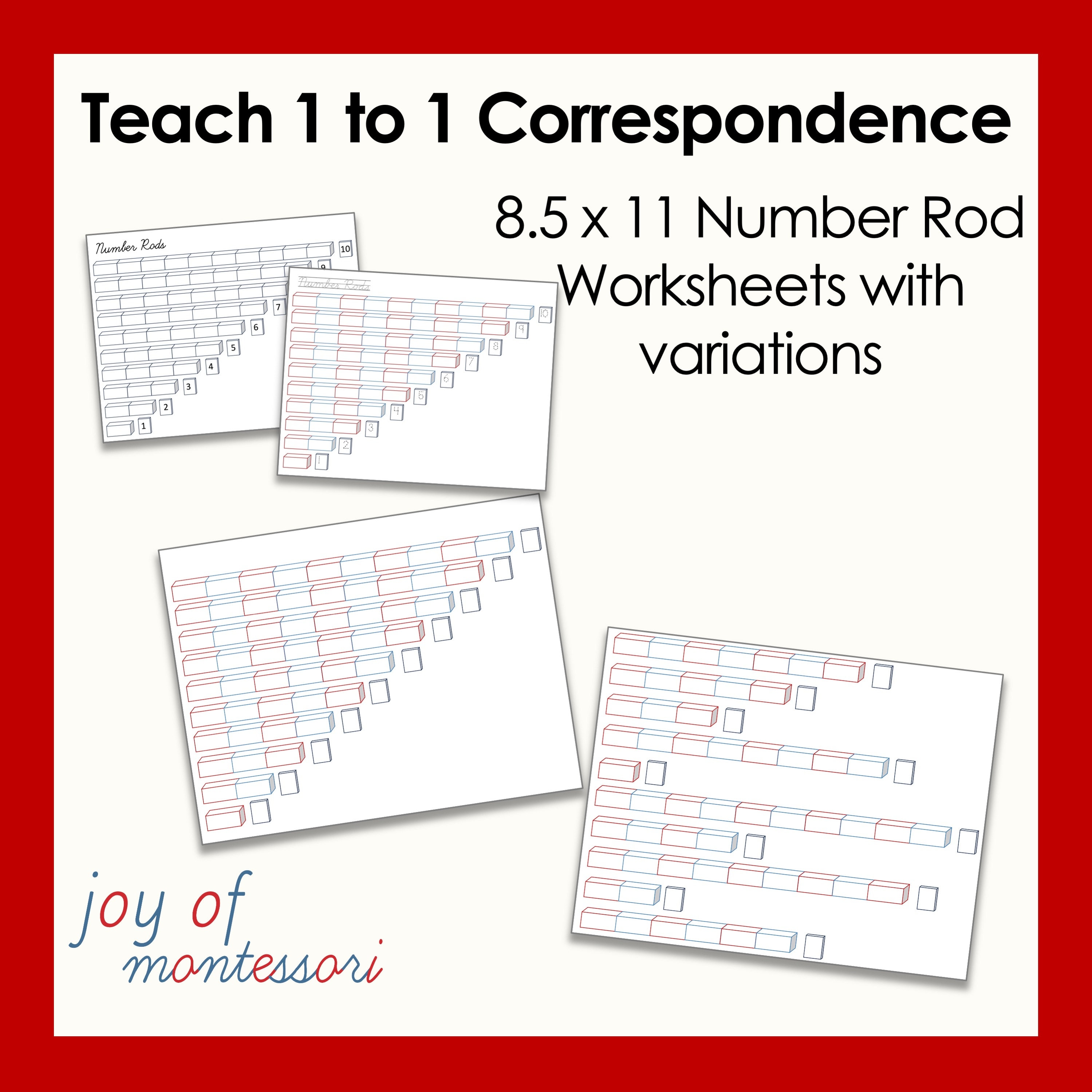 Montessori Number Rod Worksheets - Etsy