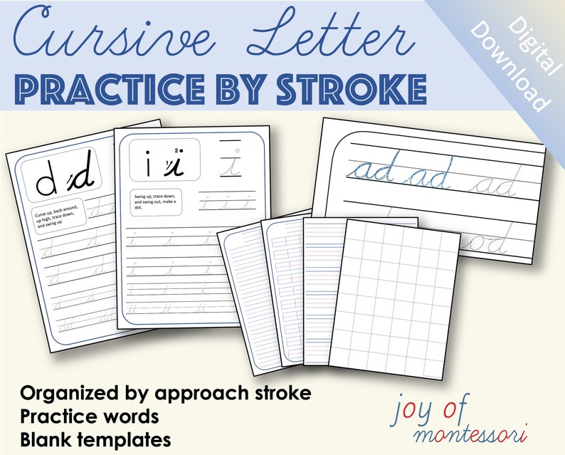 Cursive Worksheets Alphabet Lowercase Cursive Letter Formation - Etsy