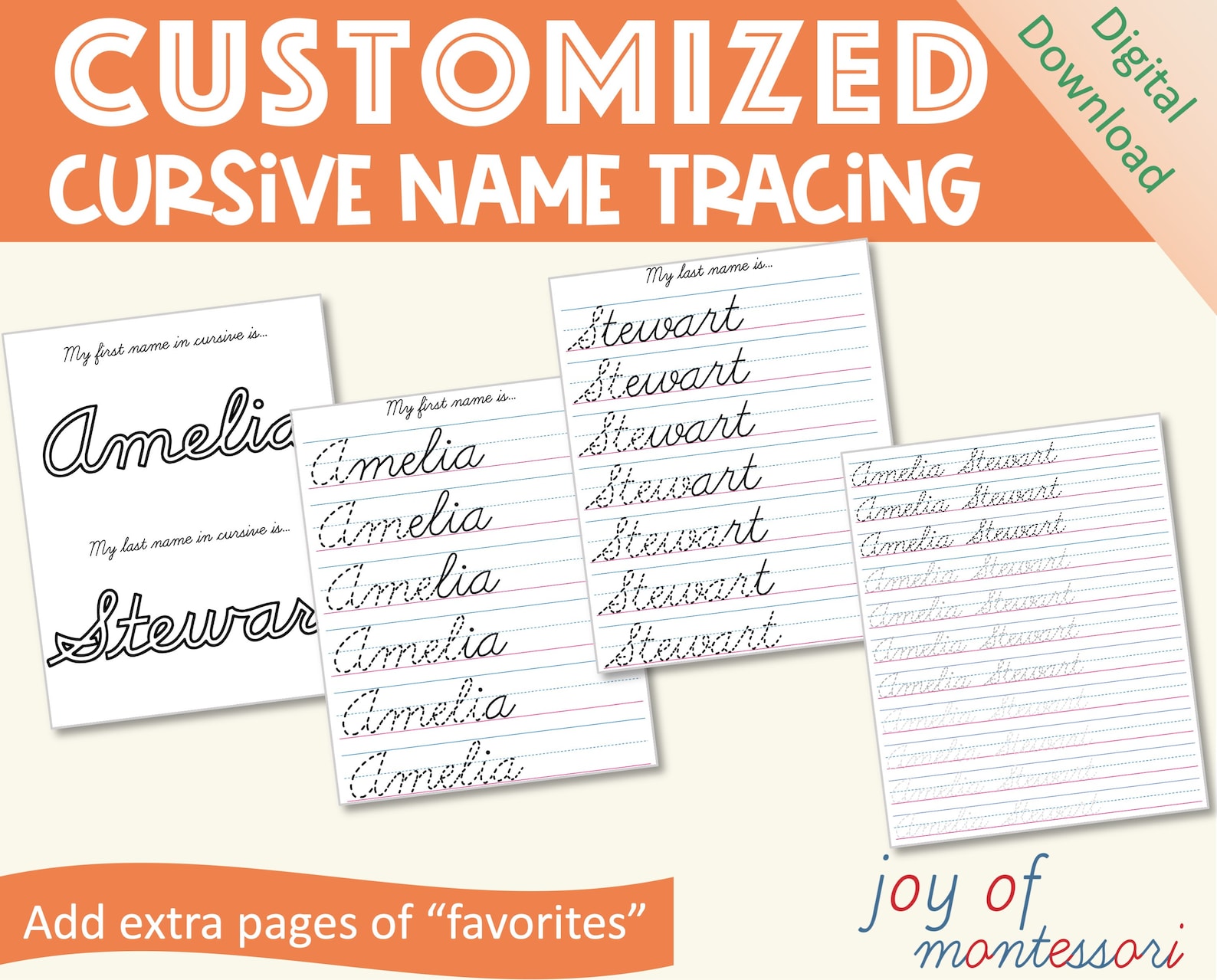 Printable Custom Cursive Worksheets for Name Tracing Handwriting ...