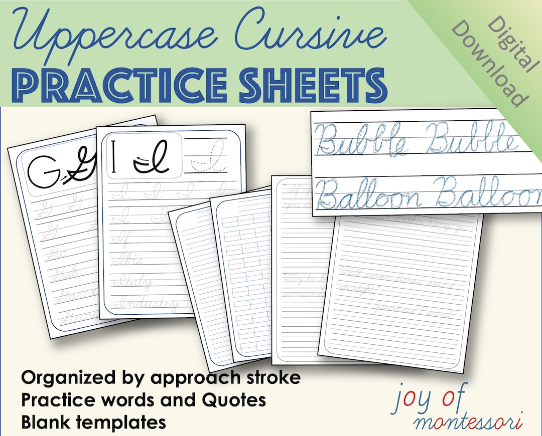 Uppercase Cursive Letter Formation Cursive Letter Practice Sheets - Etsy