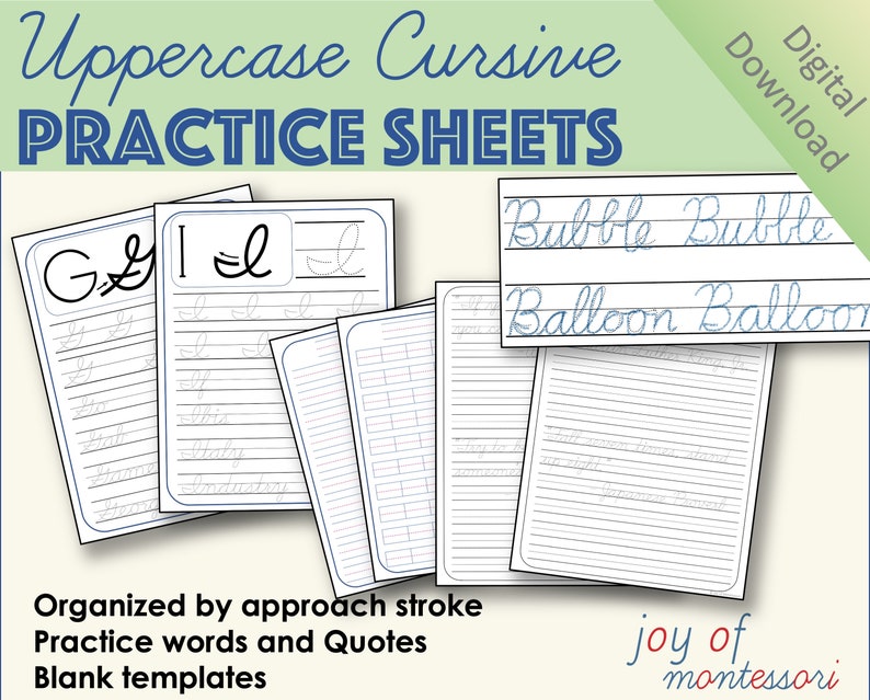 Uppercase Cursive Letter Formation Cursive Letter Practice Sheets - Etsy