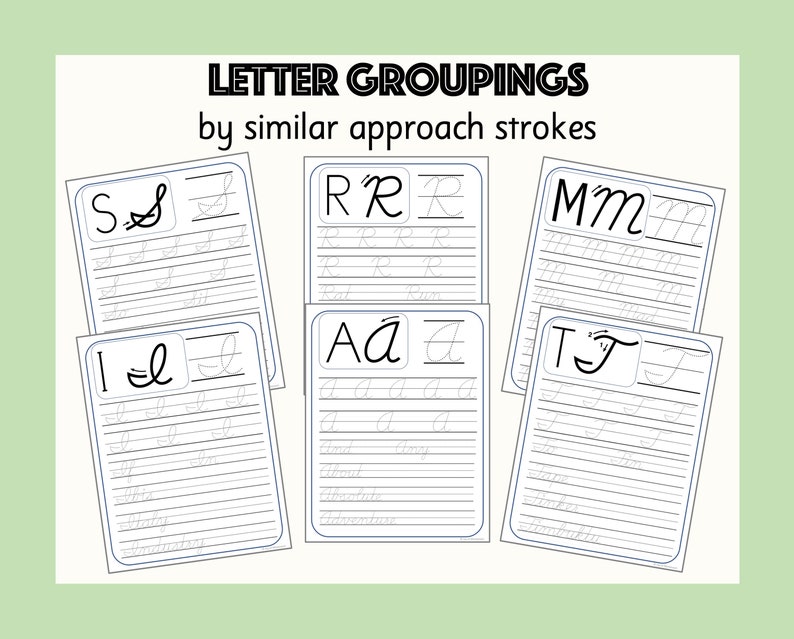 Uppercase Cursive Letter Formation Cursive Letter Practice Sheets - Etsy