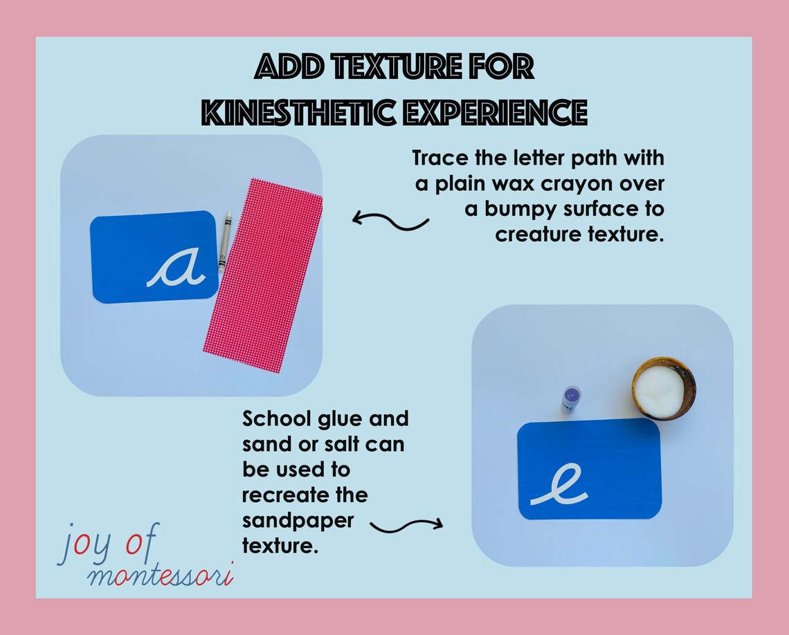 Lowercase Cursive Sandpaper Letters, DIY Sandpaper Letters, Montessori ...