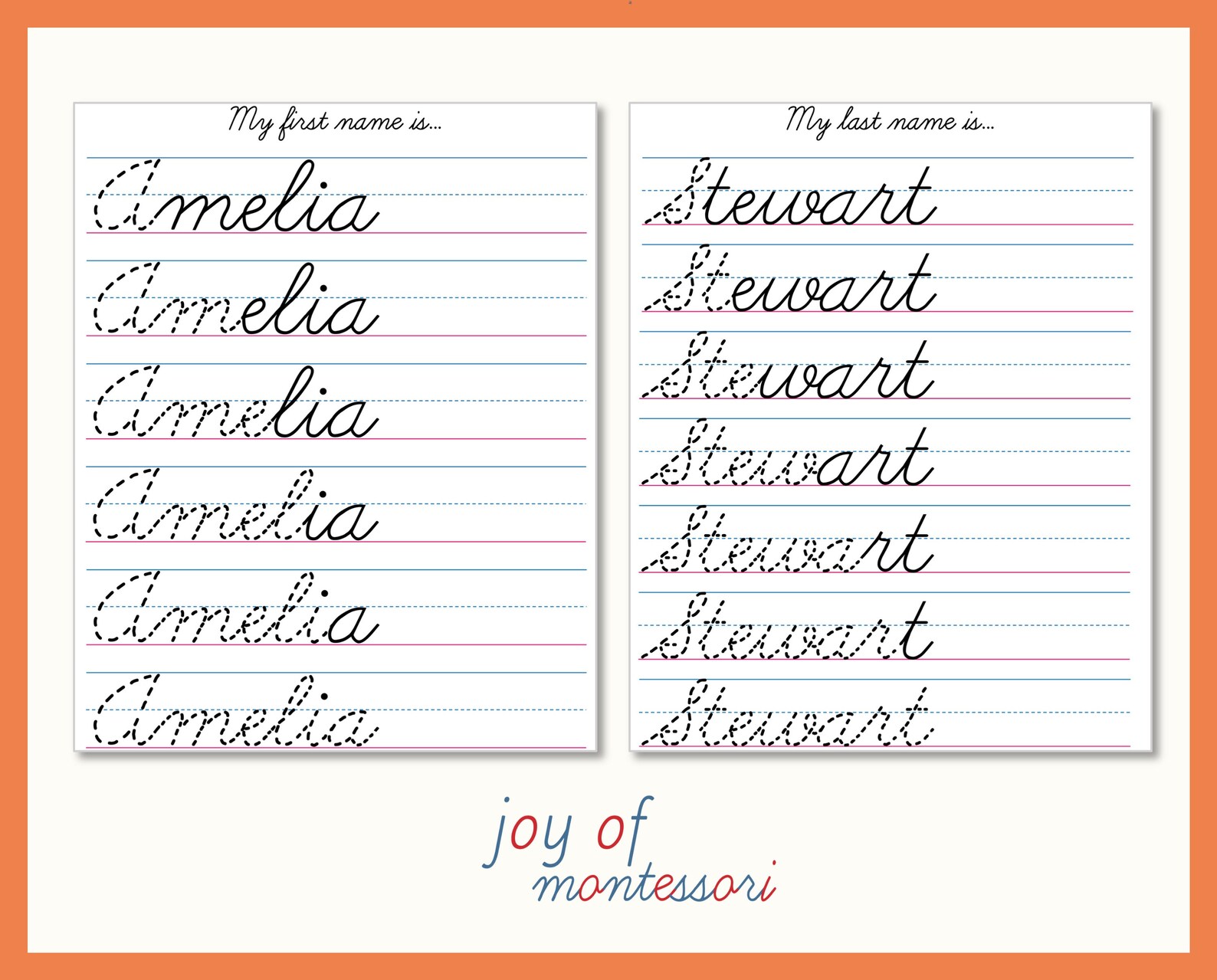 Printable Custom Cursive Worksheets for Name Tracing Handwriting ...