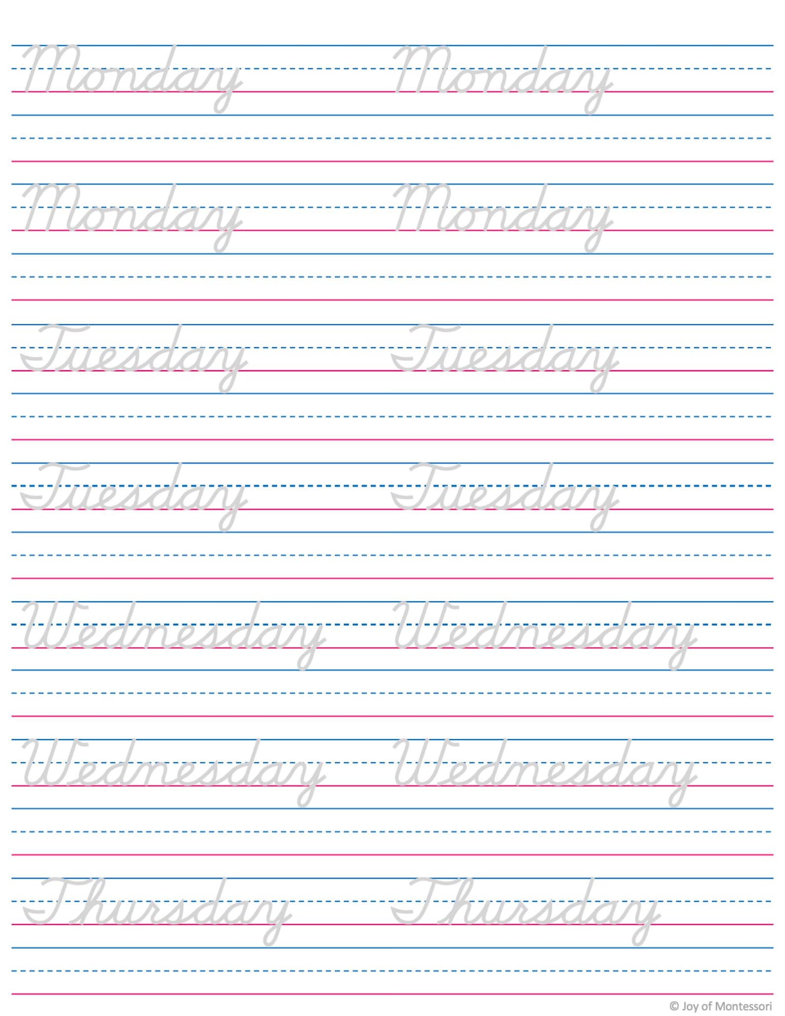 Printable Cursive Handwriting Worksheets for Cursive Practice Book ...