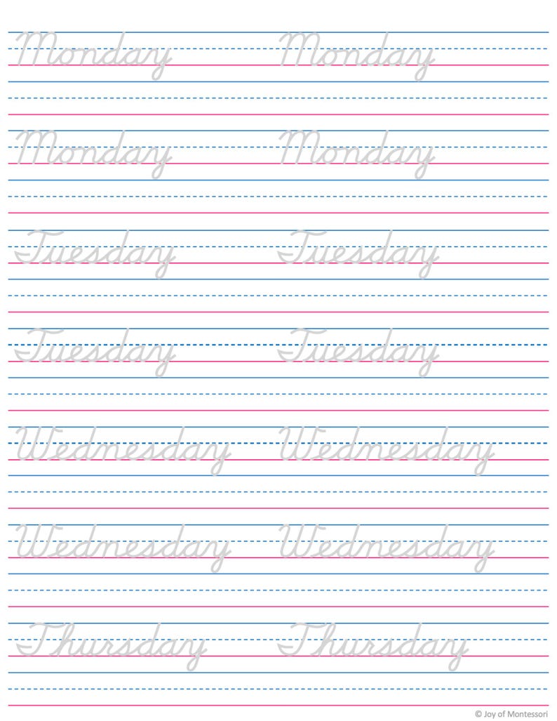Printable Cursive Handwriting Worksheets for Cursive Practice Book ...