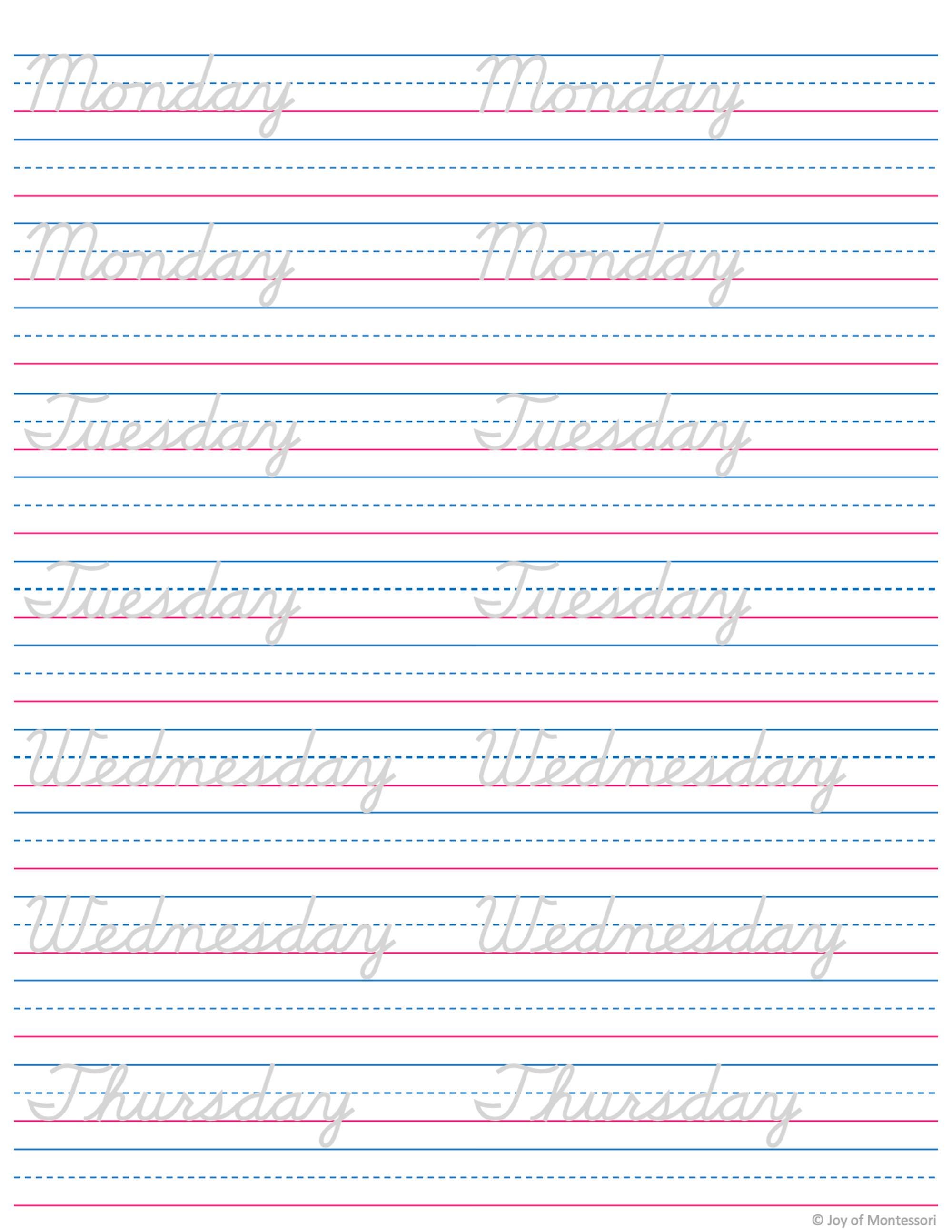 Printable Cursive Handwriting Worksheets for Cursive Practice Book ...