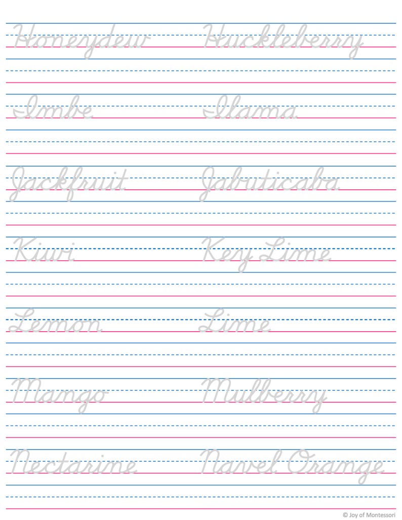 Printable Cursive Handwriting Worksheets for Cursive Practice Book ...