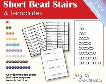 Montessori Short Colored Bead Stair Number Sense Printables, Montessori ...