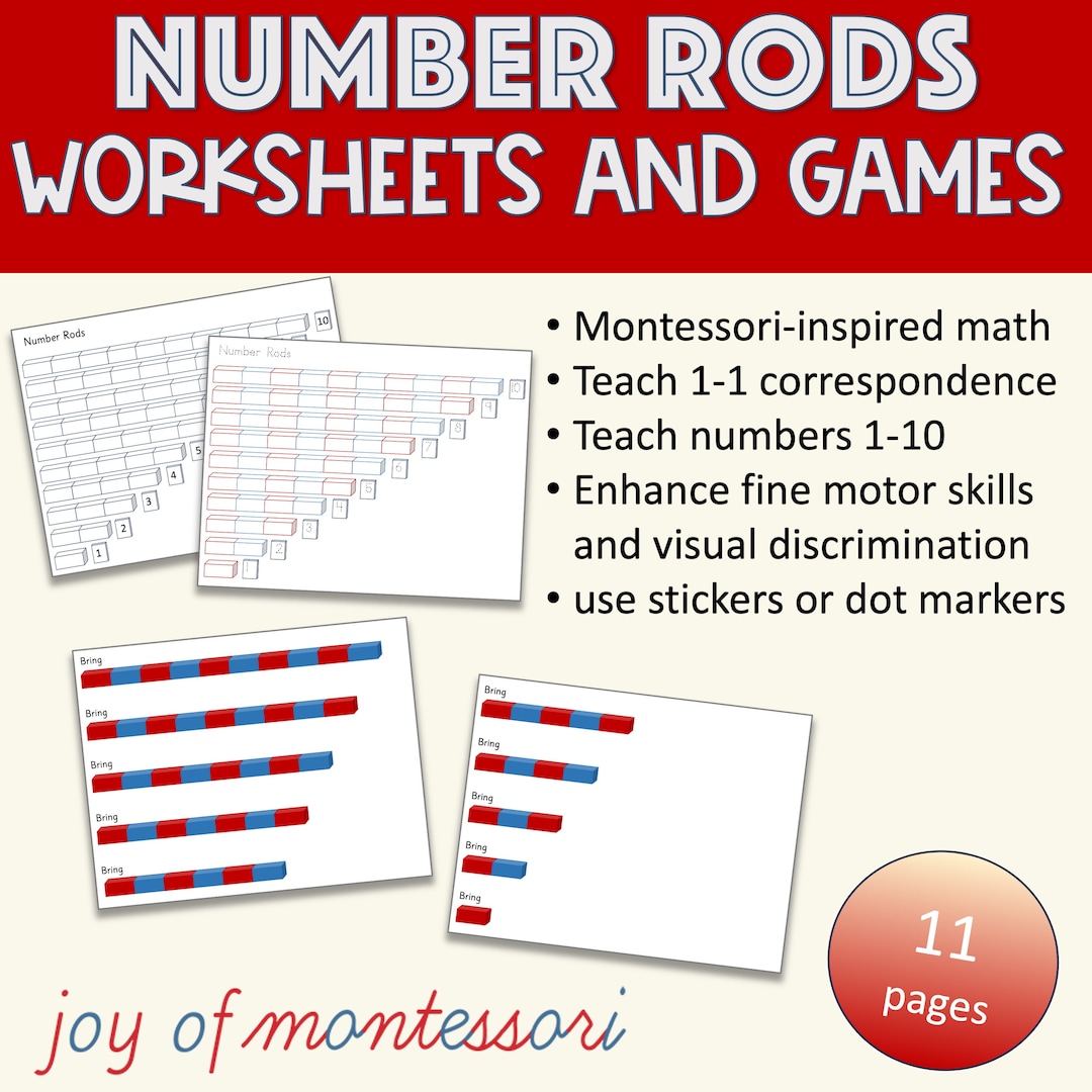 Montessori Number Rod Worksheets - Etsy