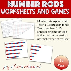 Montessori Number Rod Worksheets - Etsy