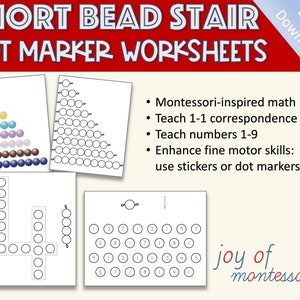 Preschool Math Skills Dot Marker Montessori Inspired Short Bead Stair ...