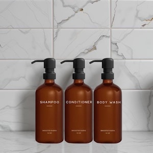 Clear Shampoo Dispenser Set: Refillable Plastic Bottles With Pump - Etsy