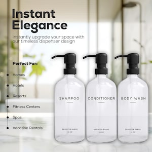 Clear Shampoo Dispenser Set: Refillable Plastic Bottles With Pump - Etsy